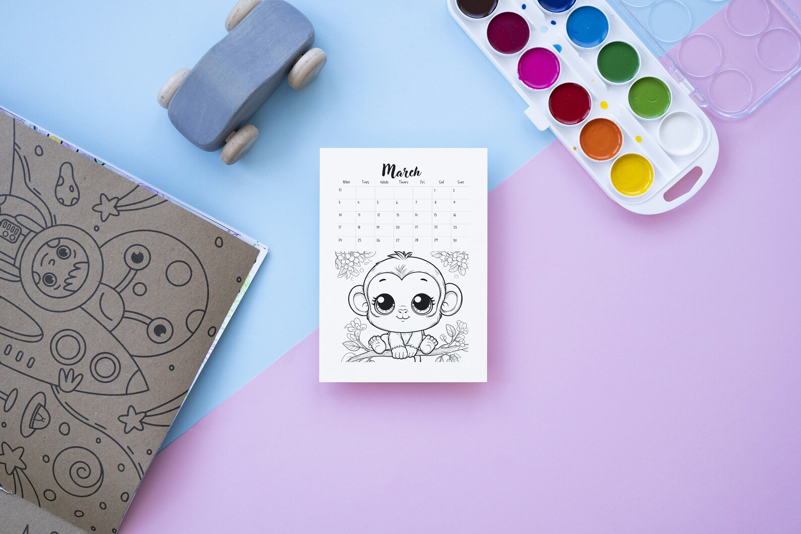 2025 Coloring Calendar | Monthly Wall Calendar for Kids | Classroom ...
