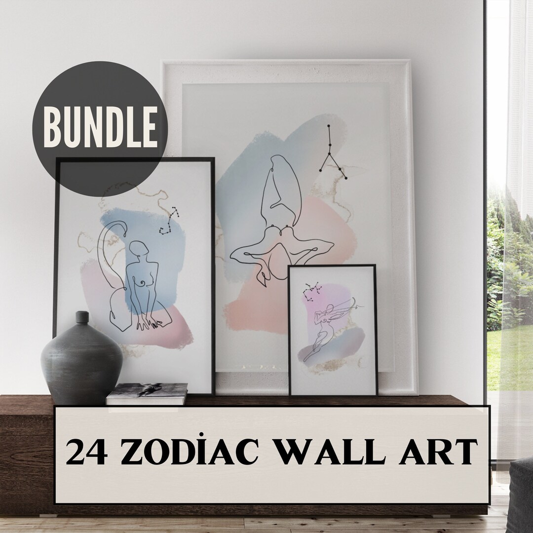 Zodiac Wall Art BUNDLE Poster Set 24 Print Zodiac Sign Wall Art Set ...