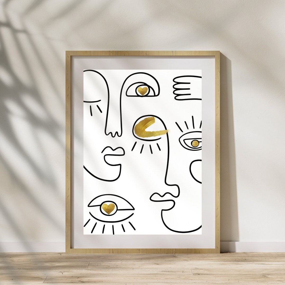 Single Line Face Art Print Boho Line Art Wall Art Minimalist Woman