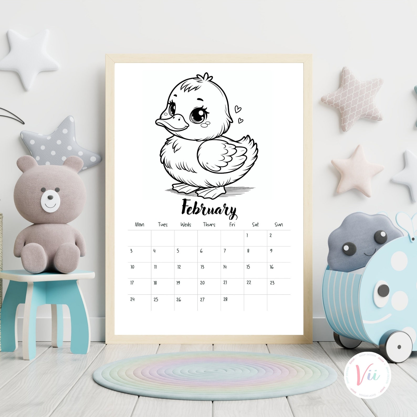 2025 Coloring Calendar Monthly Wall Calendar for Kids Classroom ...