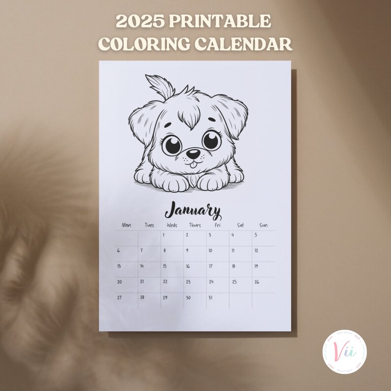 2025 Coloring Calendar Monthly Wall Calendar for Kids Classroom ...