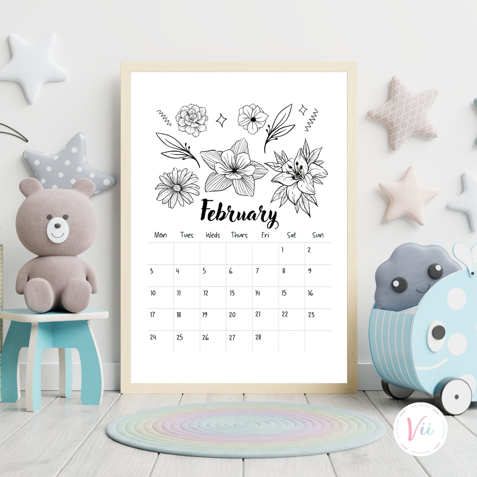 2025 Coloring Calendar | Monthly Wall Calendar for Kids | Classroom ...