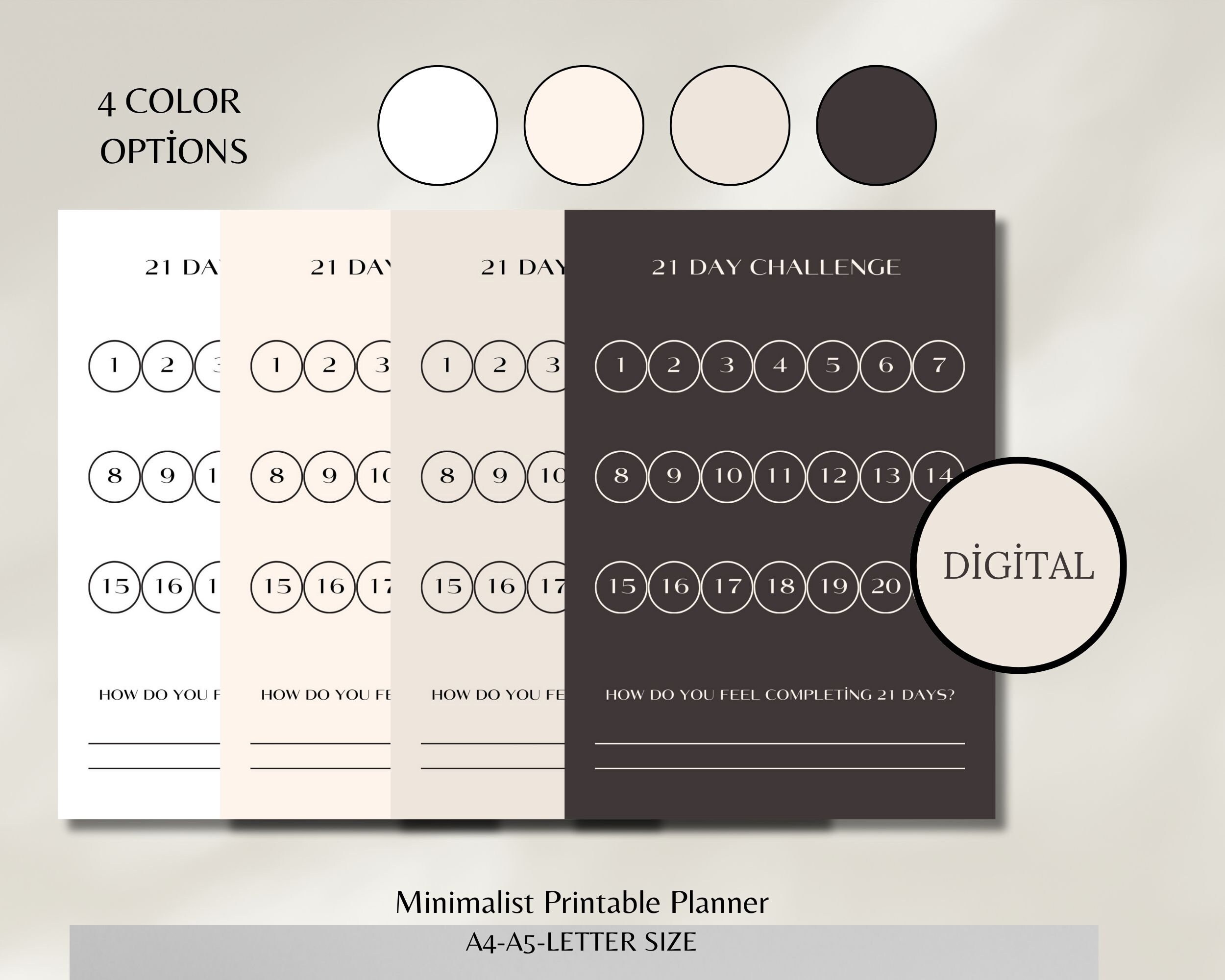 21 Day Challenge Tracker Printable, Fillable & Printable Planner, Habit ...