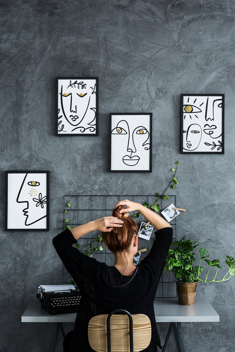 30 Minimalist One Line Art Prints: Eclectic Gallery Wall Set (digital ...
