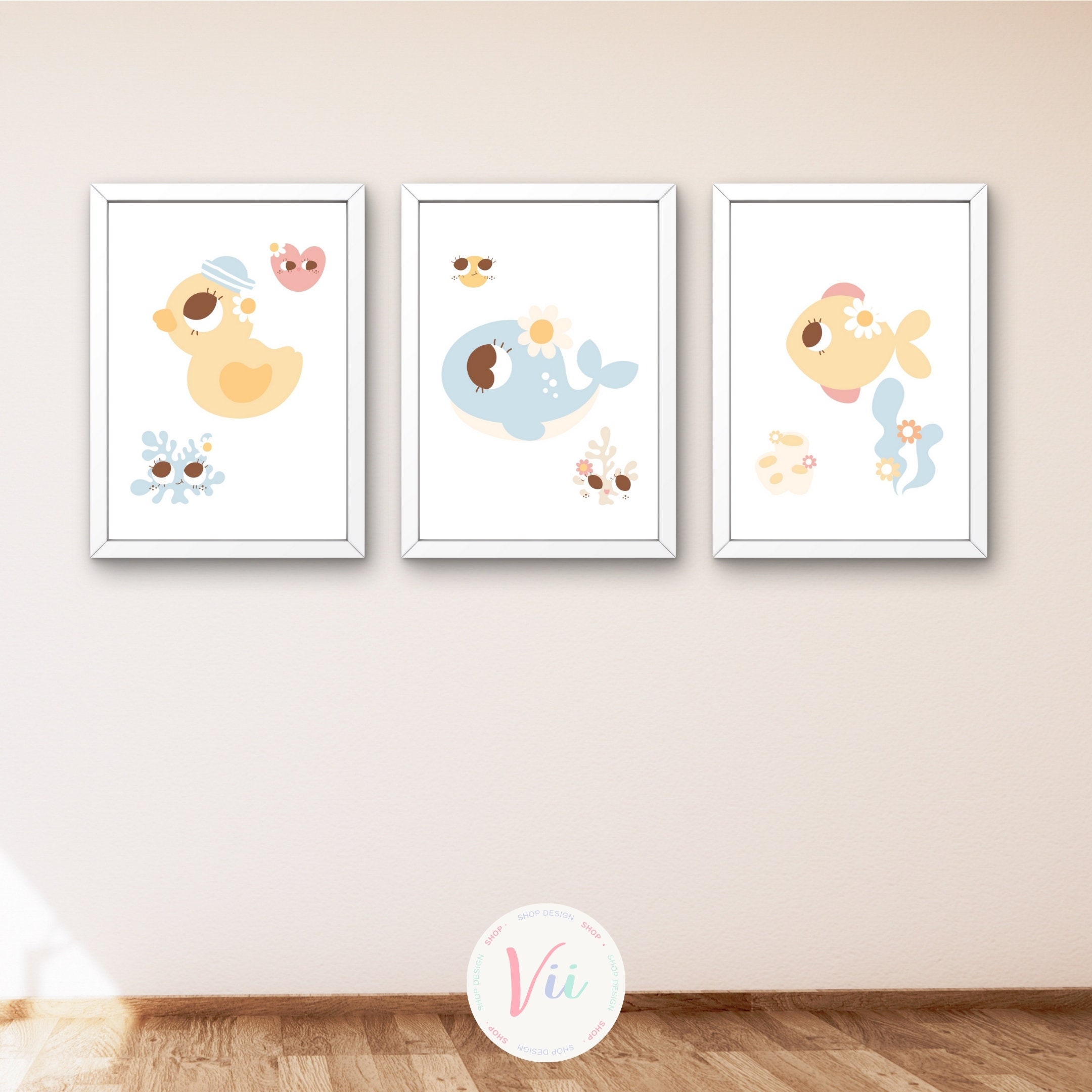 Under the Sea Prints | Cute Ocean Animals | Nautical Undersea Posters ...