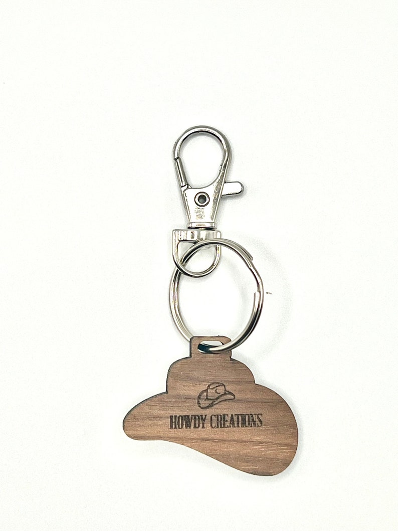 Walnut Cowboy Hat Keychain | Country Western Keychain | Texas Made | - Etsy