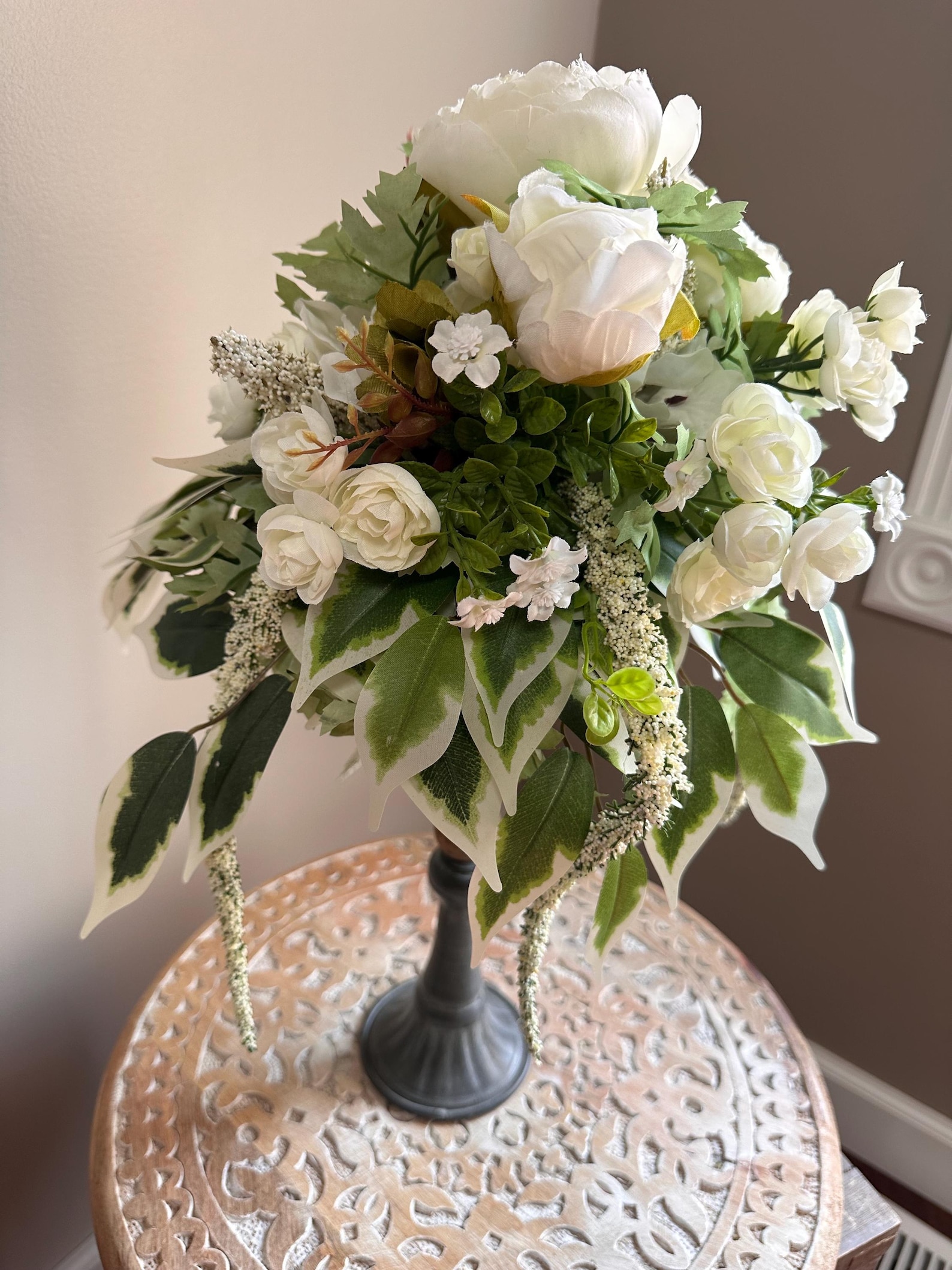 Candlestick Floral Arrangement With Peonies, Every Day Table ...