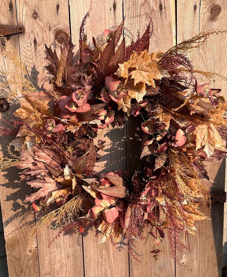 Maple Leaf Wreath for Front Door, Autumn Foliage, Fall Front Door Decor ...