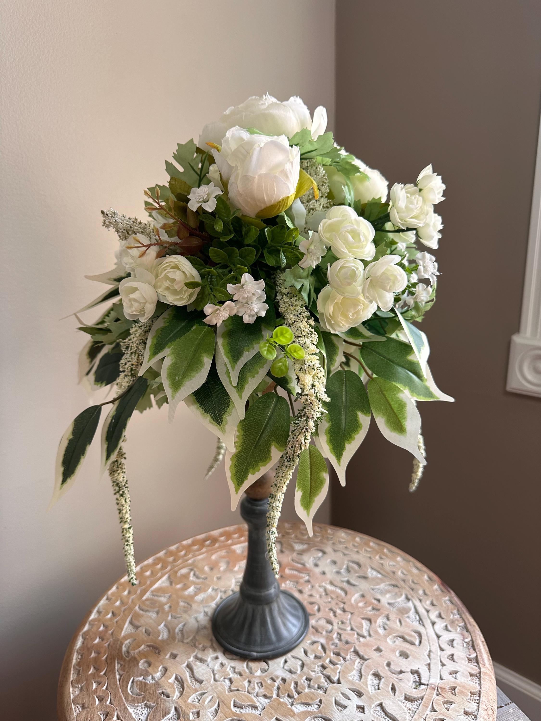 Candlestick Floral Arrangement With Peonies, Every Day Table ...