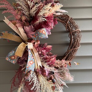 Fall Boho Grapevine Wreath, Boho Chic Fall Wall Art, Pampas Grass Home ...