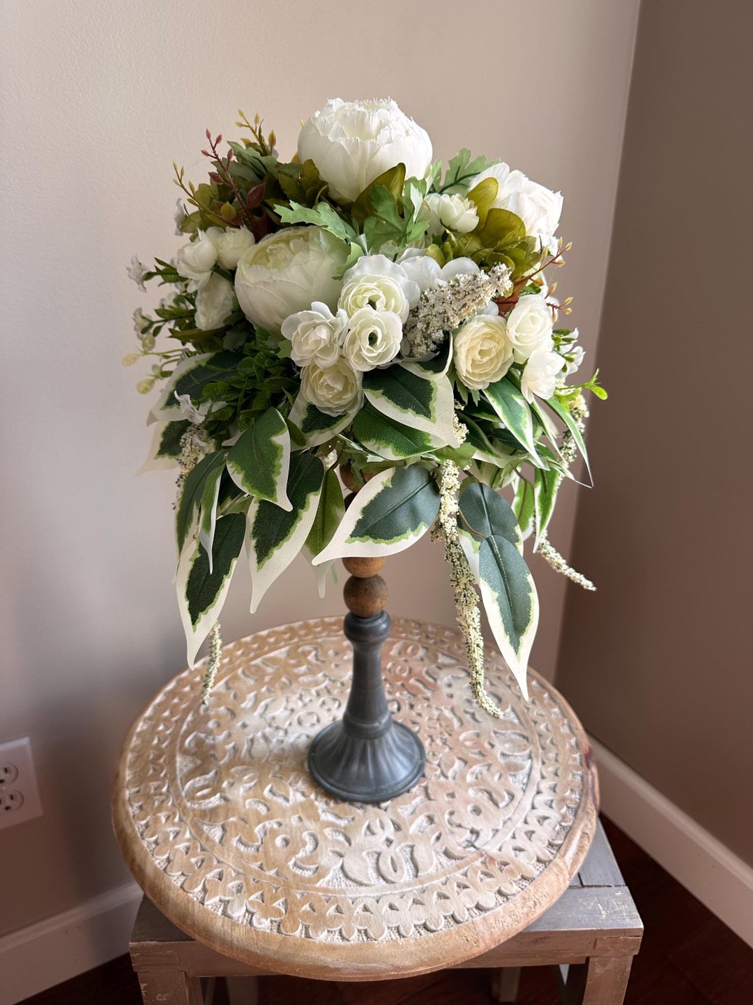 Candlestick Floral Arrangement With Peonies, Every Day Table ...