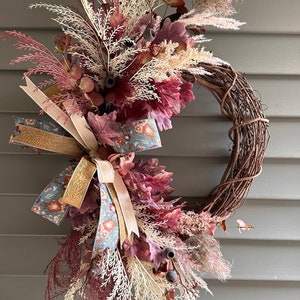 Fall Boho Grapevine Wreath, Boho Chic Fall Wall Art, Pampas Grass Home ...