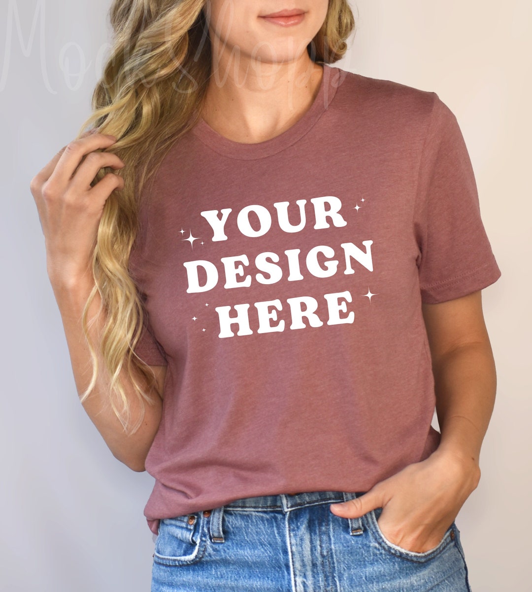 Bella Canvas 3001 Heather Mauve Mockup, Bella & Canvas Shirt, Heather ...