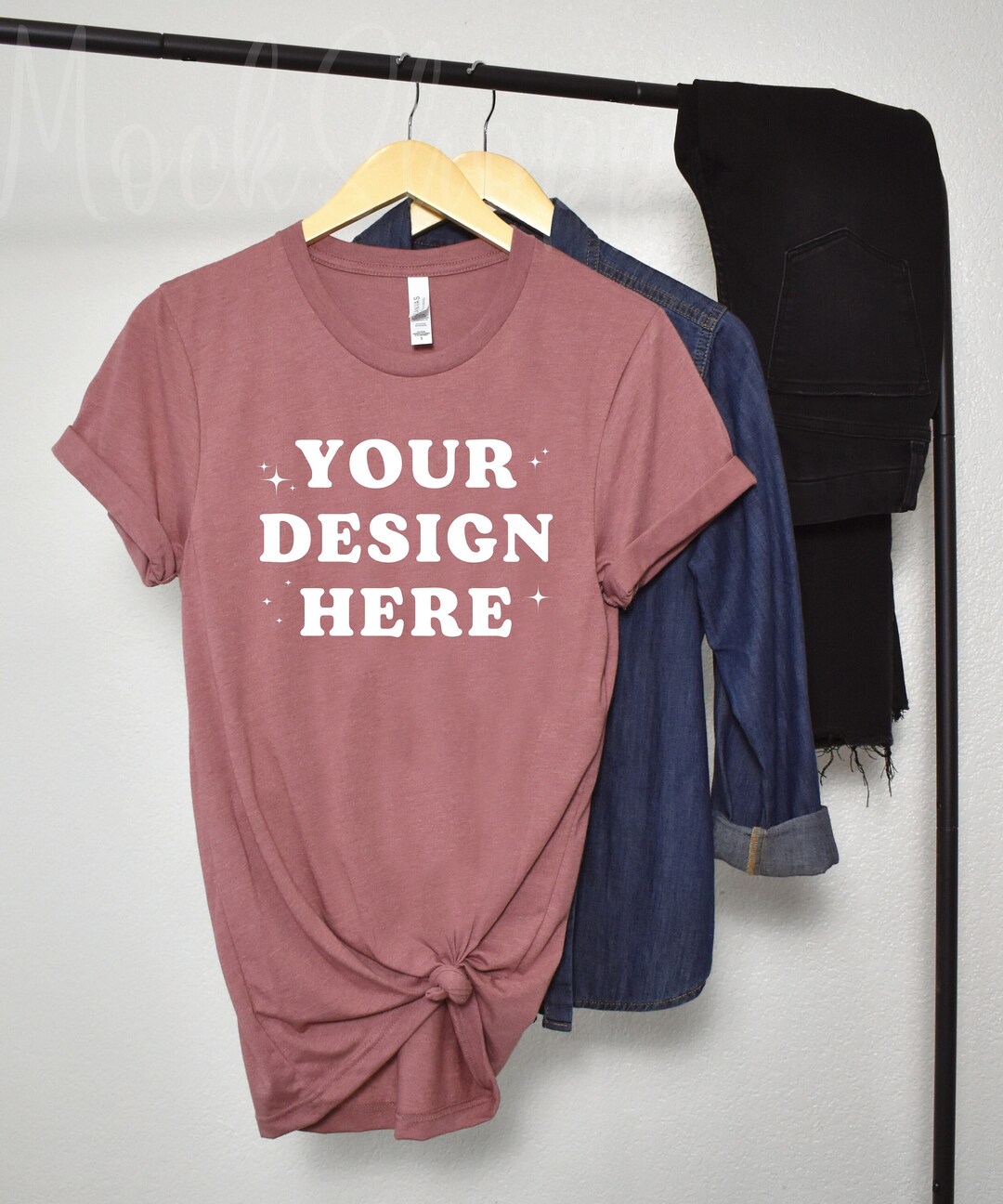 Bella Canvas 3001 Heather Mauve Mockup, Bella & Canvas Shirt, Heather ...