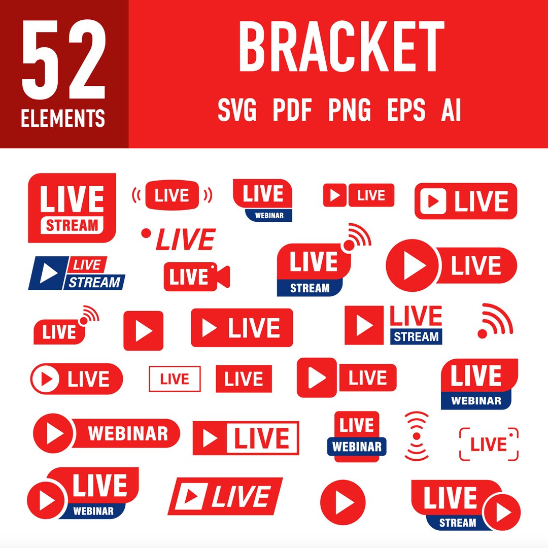 Set of Live Stream or Webinar Icons. SVG, Pdf, Png, Eps, Ai File. - Etsy