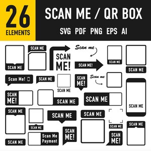 Scan Me, Qr Code Elements. SVG, Pdf, Png, Eps, Ai File. Template Scan ...