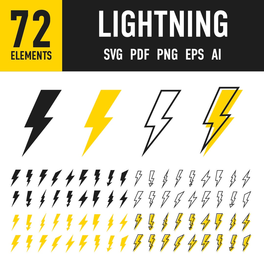 Lightning Icons Set. SVG, Pdf, Png, Eps, Ai File. - Etsy