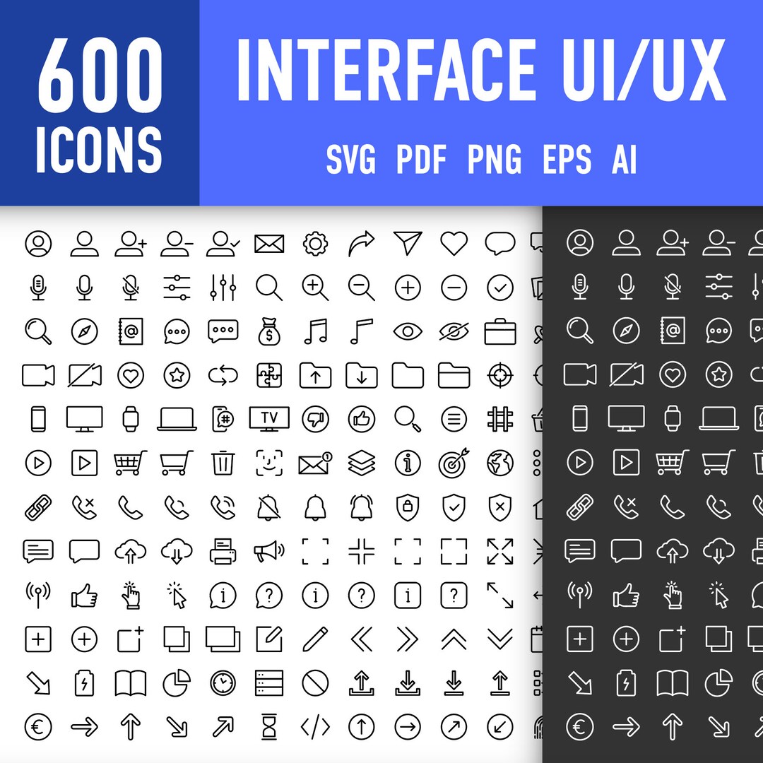 Interface SVG, Pdf, Png, Eps, Ai, Ui, Ux Web Icons in Line Style. User ...