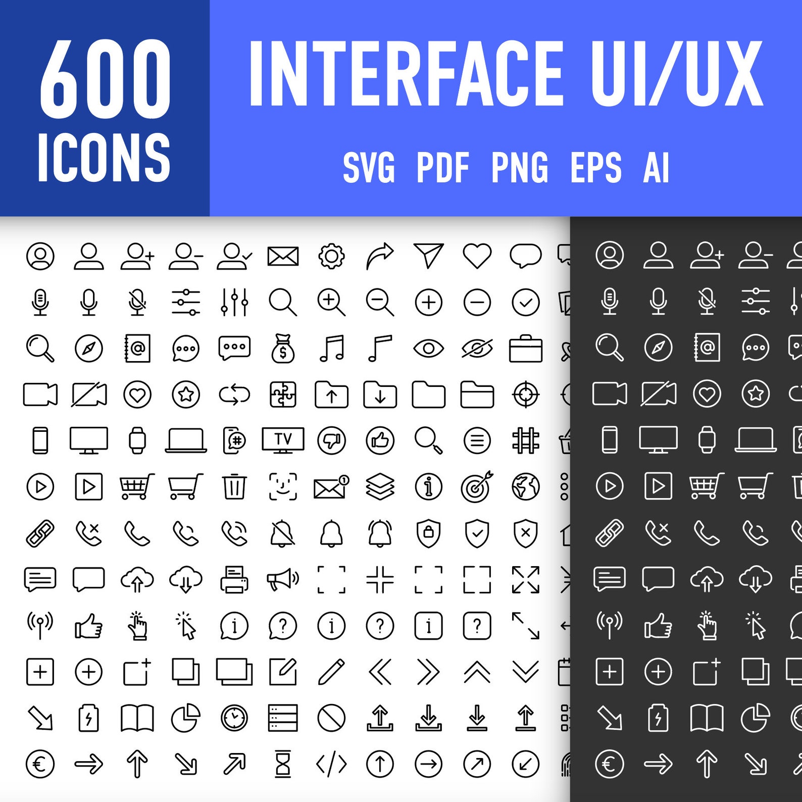 Interface SVG, Pdf, Png, Eps, Ai, Ui, Ux Web Icons in Line Style. User ...