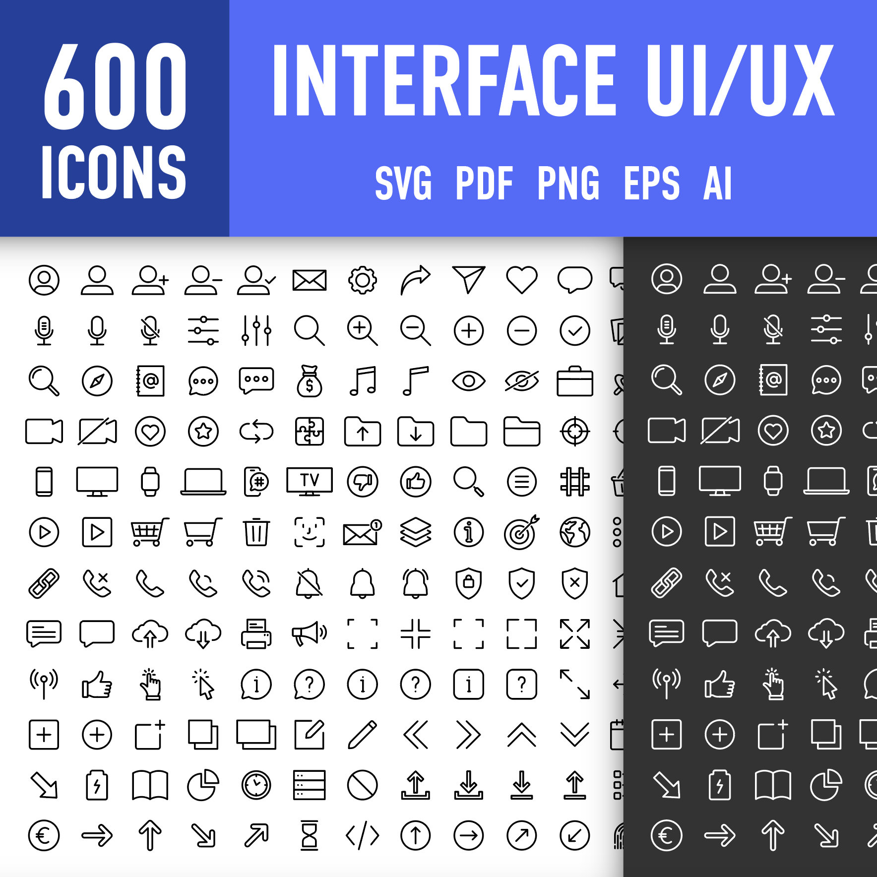 Interface SVG, Pdf, Png, Eps, Ai, Ui, Ux Web Icons in Line Style. User ...