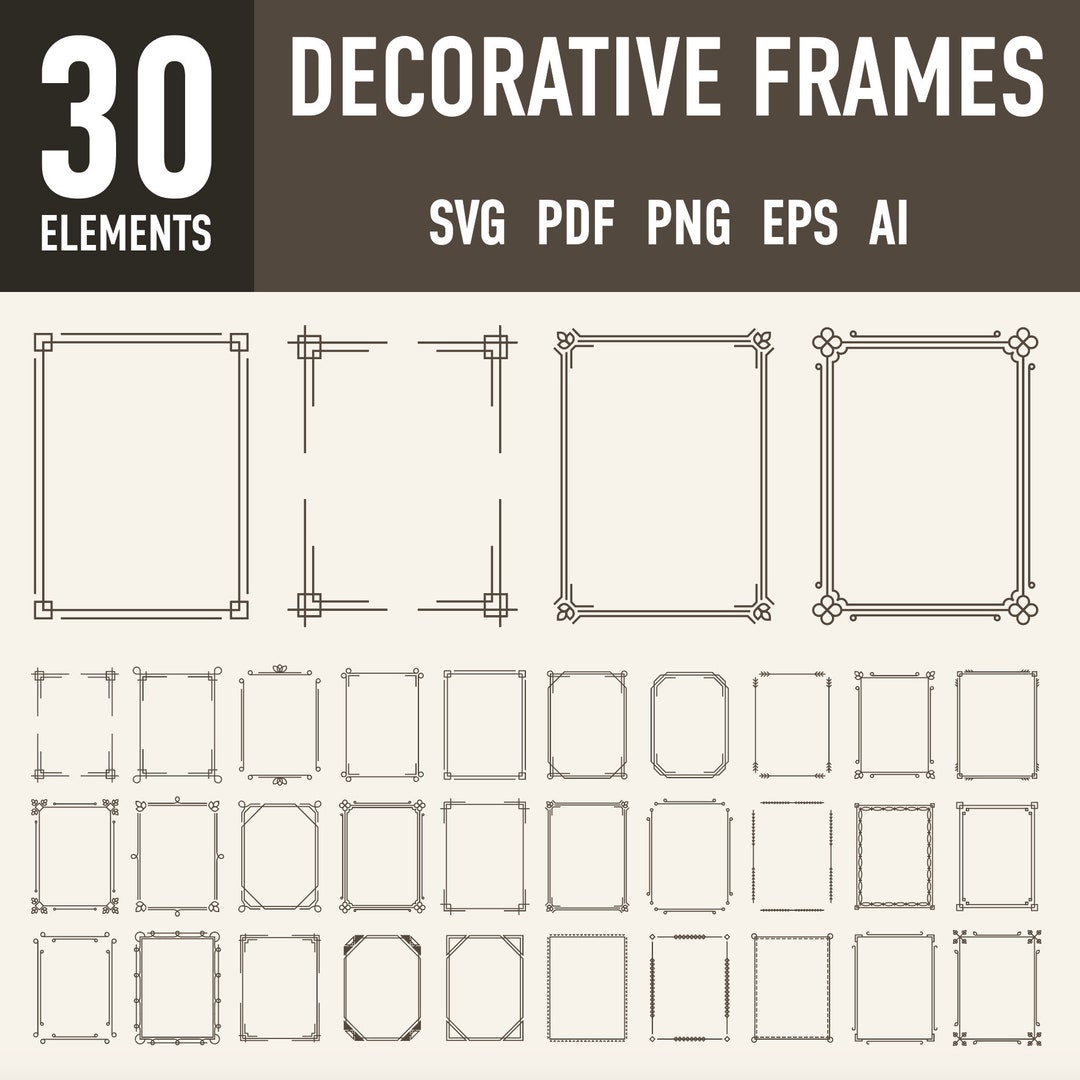 Decorative Frames. Vintage or Retro Frames Border. SVG, Pdf, Png, Eps ...