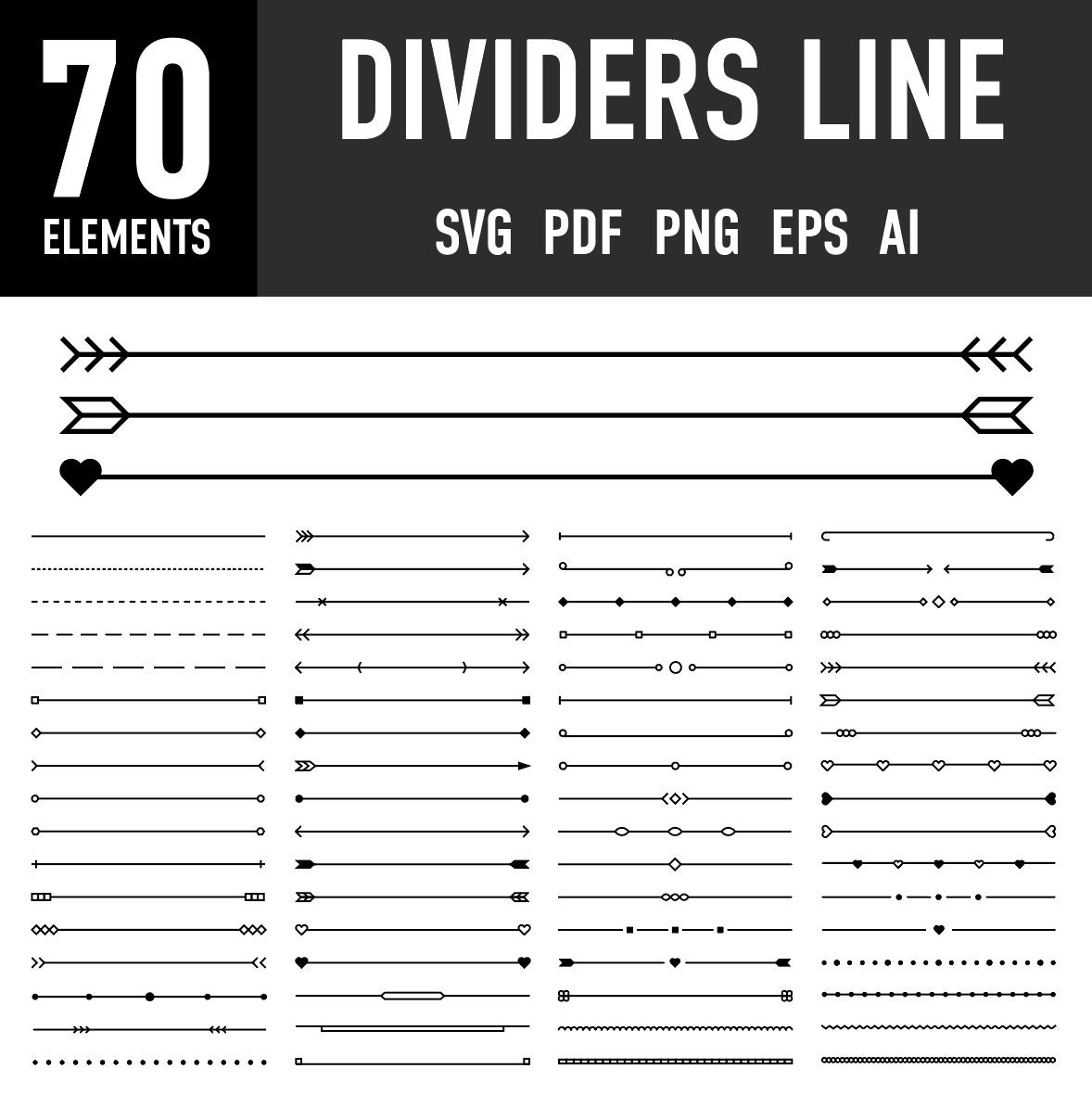 Dividers Line. SVG, Pdf, Png, Eps, Ai, File. - Etsy