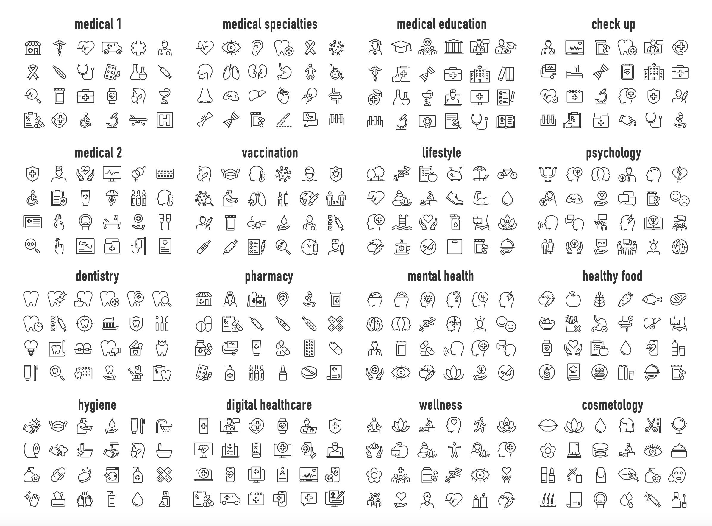 Collection of 400 Medical and Healthcare Web Icons in Line Style. SVG ...