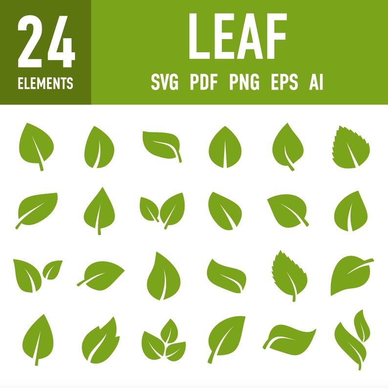 Collection Green Leaf. SVG, Pdf, Png, Eps, Ai File. - Etsy