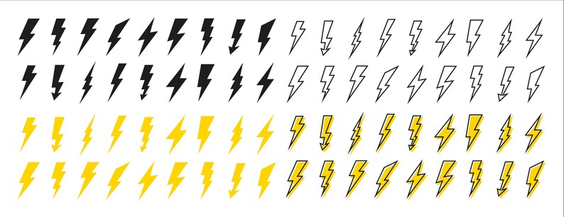 Lightning Icons Set. SVG, Pdf, Png, Eps, Ai File. - Etsy