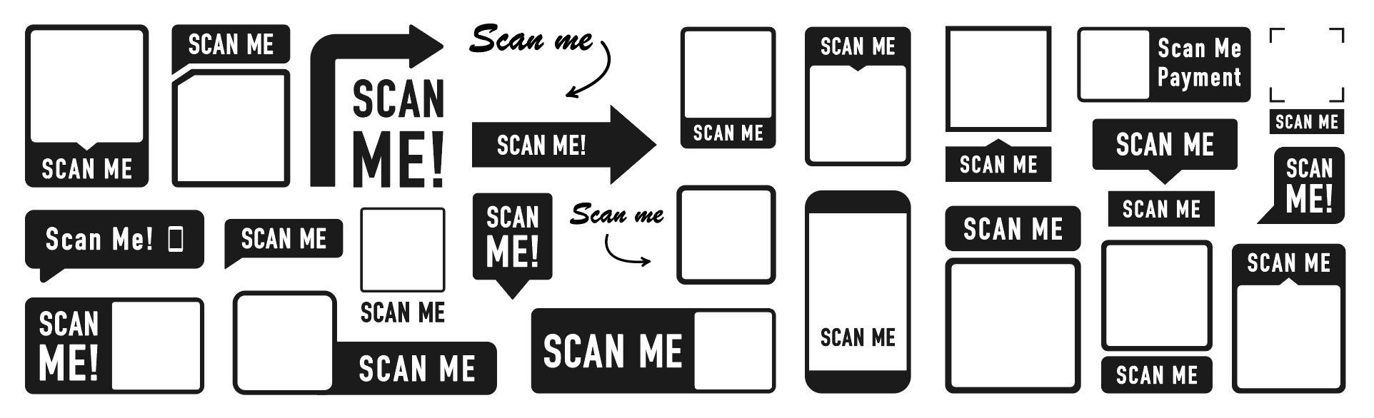 Scan Me, Qr Code Elements. SVG, Pdf, Png, Eps, Ai File. Template Scan ...