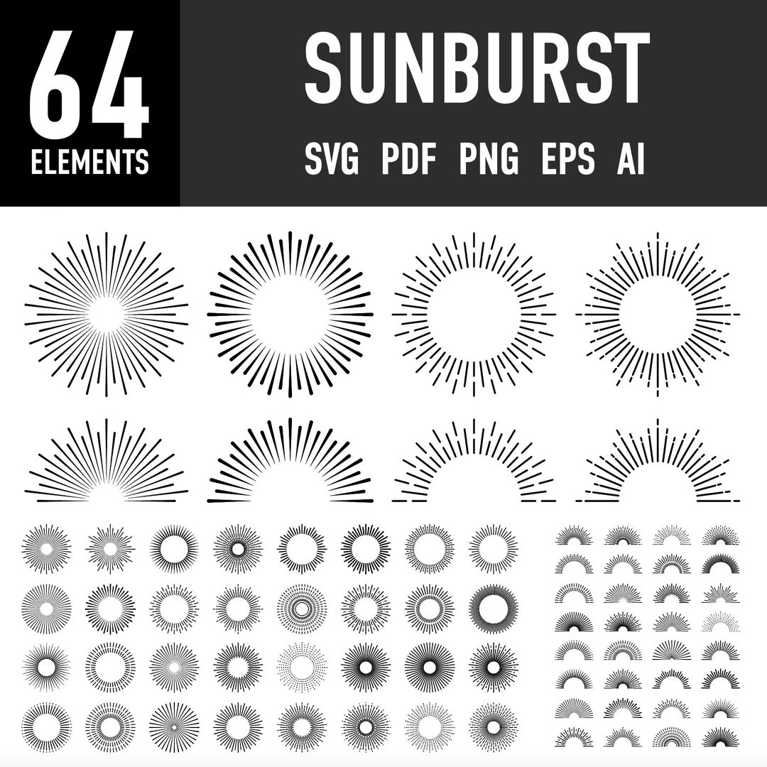 Set of Sunburst. SVG Pdf Png Eps Ai File. - Etsy