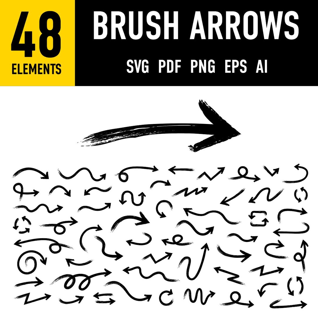 Brush Arrow Set. SVG, Pdf, Png, Eps, Ai File. - Etsy