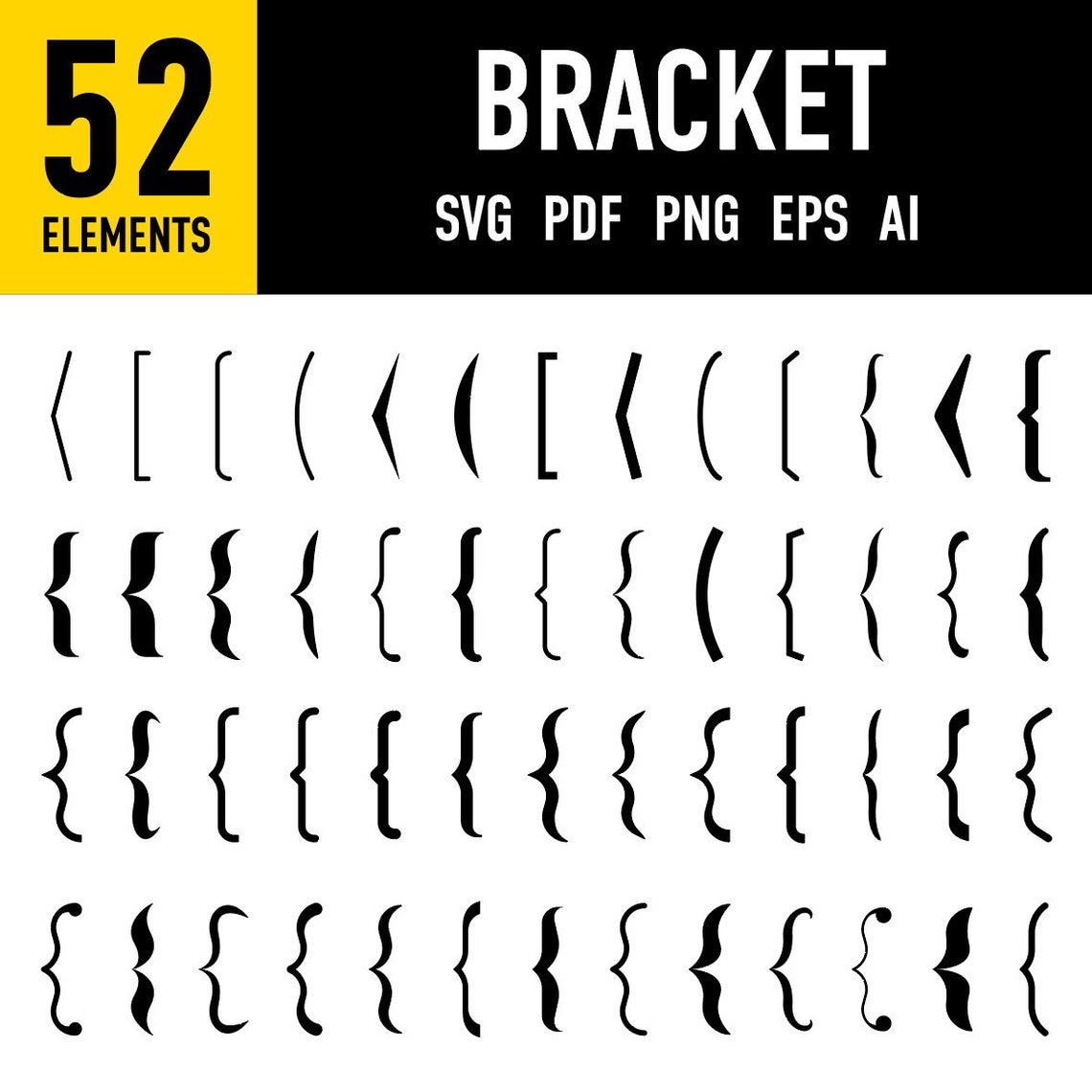 Set of Text Brackets. Bracket Icon. SVG, Pdf, Png, Eps, Ai File. - Etsy