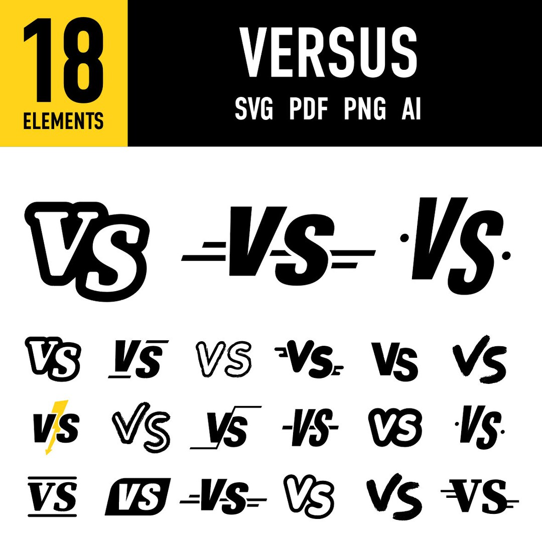 Set of VS Versus Letters Icons Set. SVG, Pdf, Png, Ai, File. - Etsy