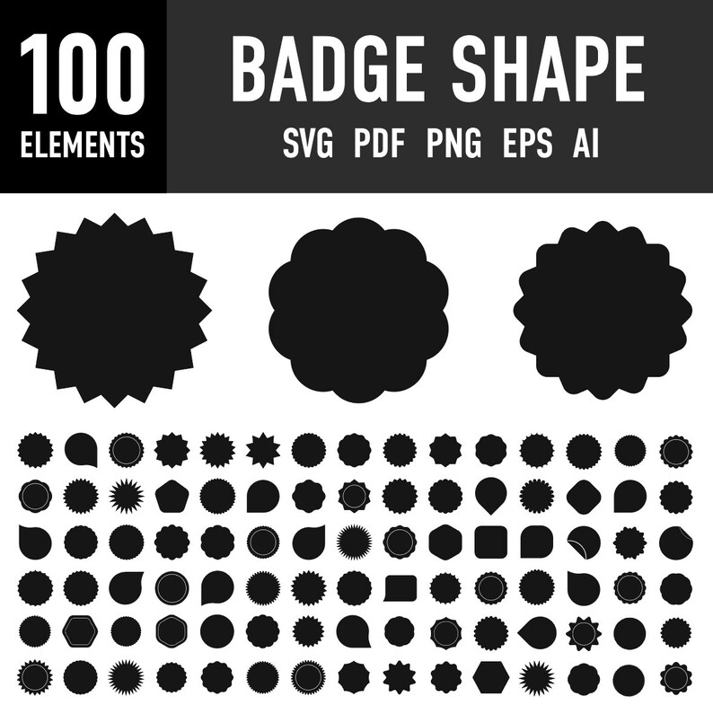 Badge Shape. SVG, Pdf, Png, Eps, Ai, File. - Etsy