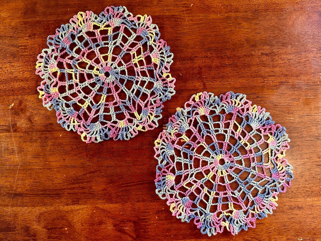 Multicolored Handmade Easter Doilies, Two Pack, 7 Inches in Diameter ...