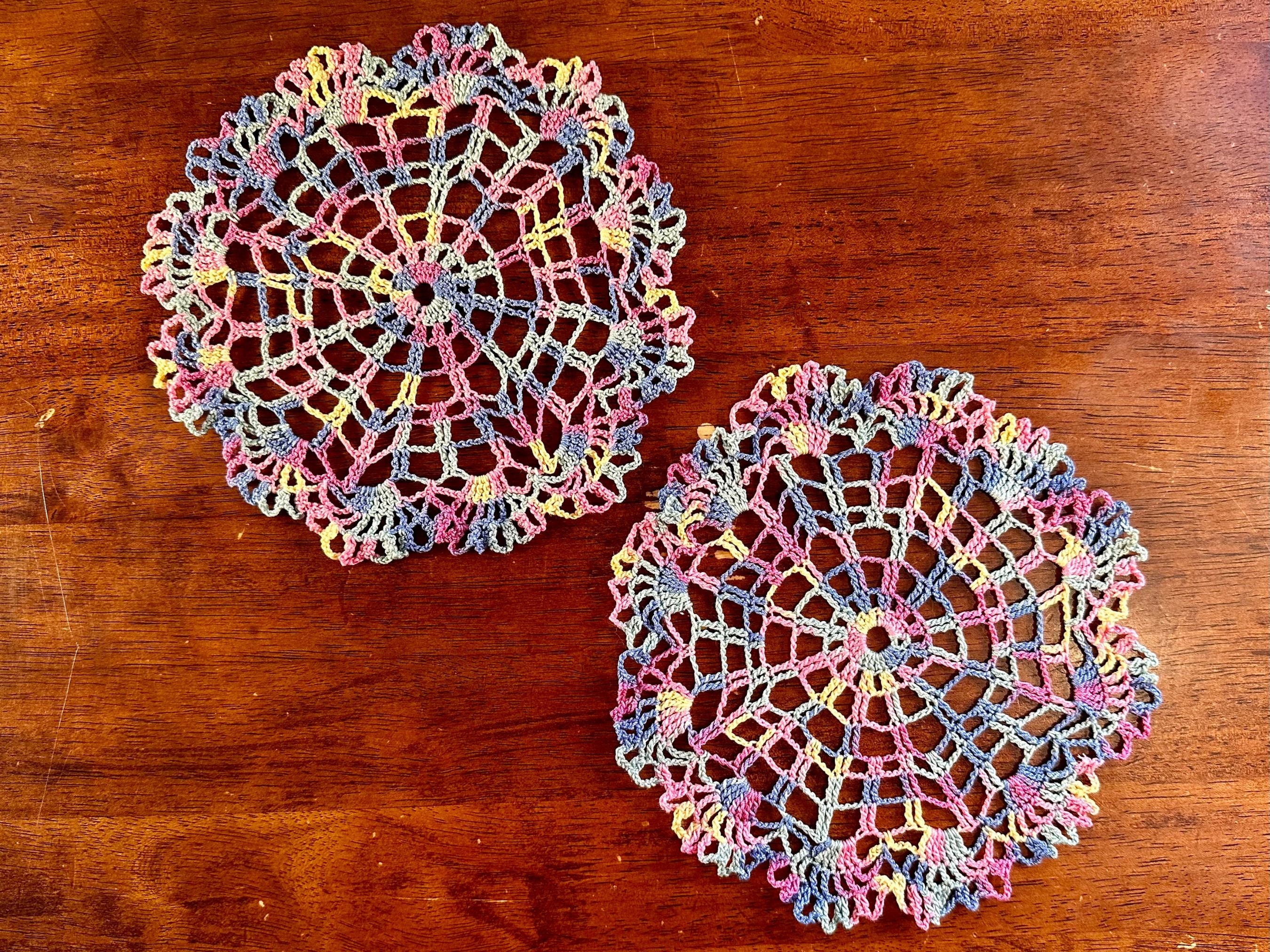 Multicolored Handmade Easter Doilies, Two Pack, 7 Inches in Diameter ...