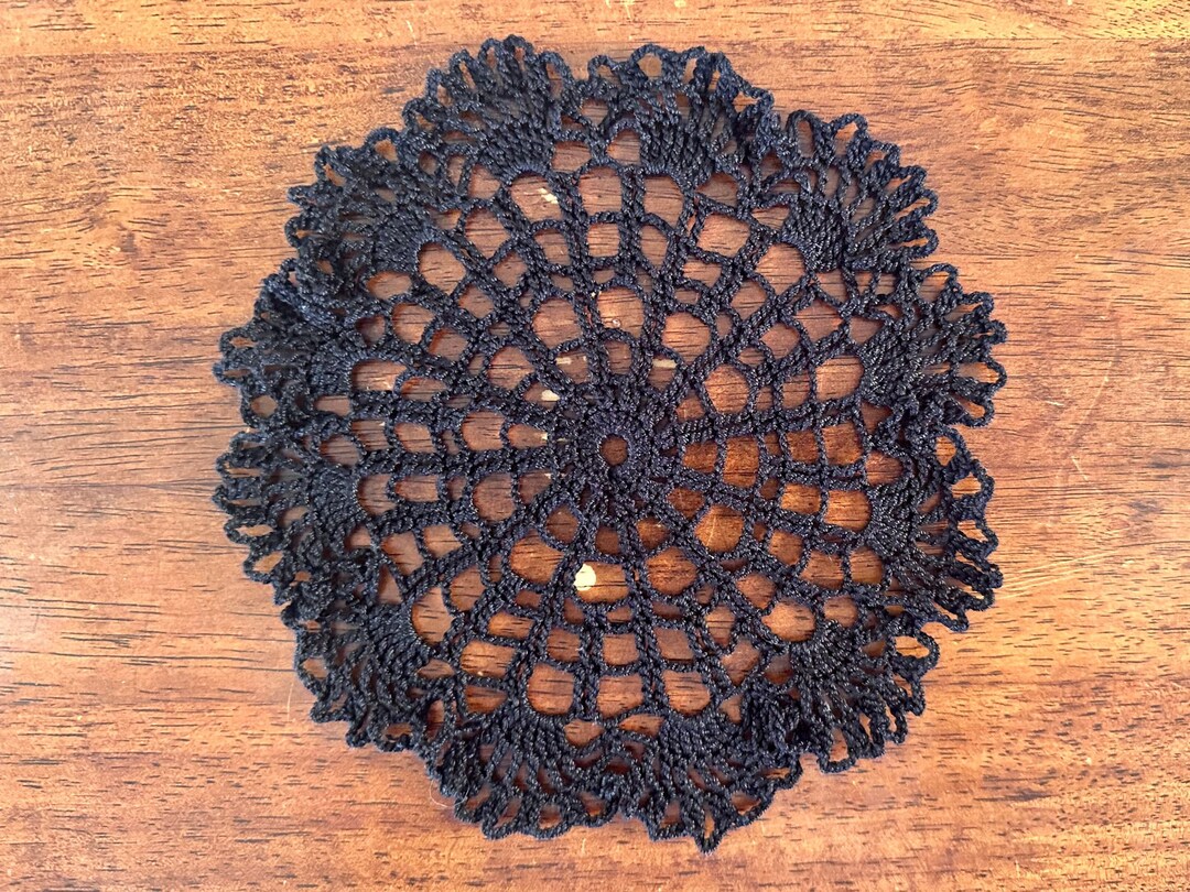 Black Handmade Doily, 7 Inches in Diameter, 100% Cotton, Gothic Home ...