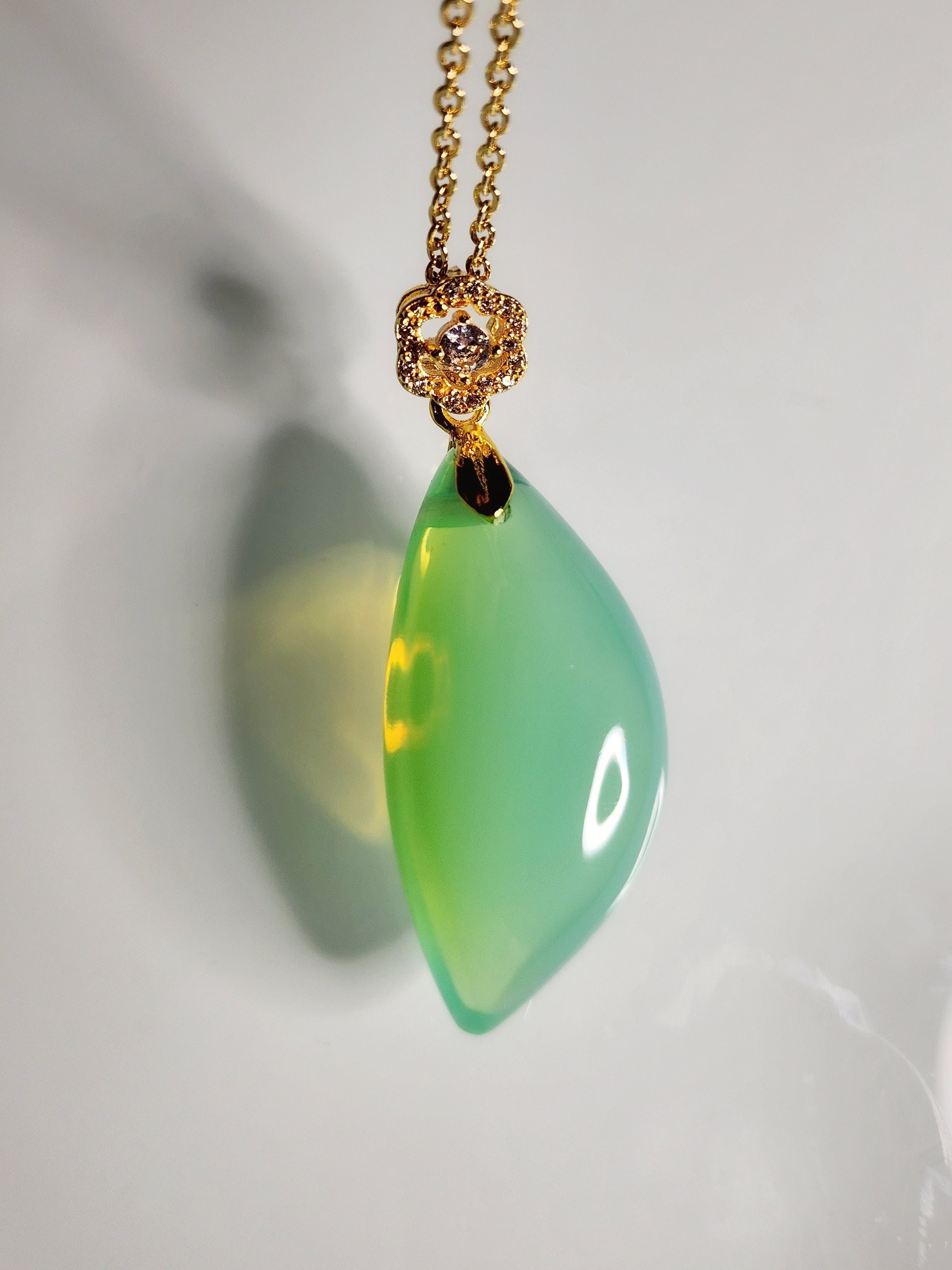 Andara Crystal Pendant Polished Angel Aura Green/gold Opaque Powerful ...