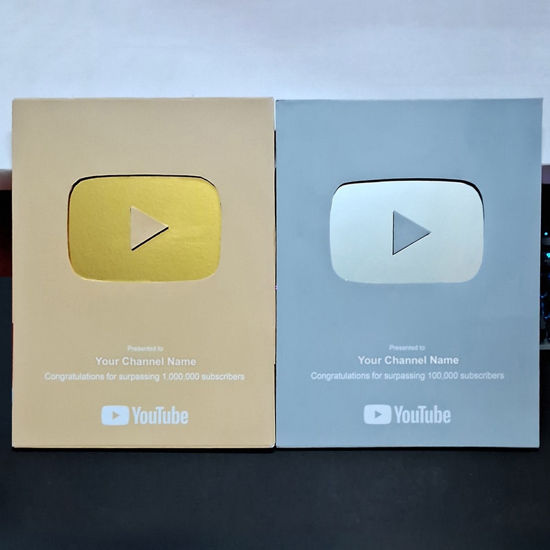 Customizable Youtube Play Button Replica Handcrafted Creator Award 100% ...