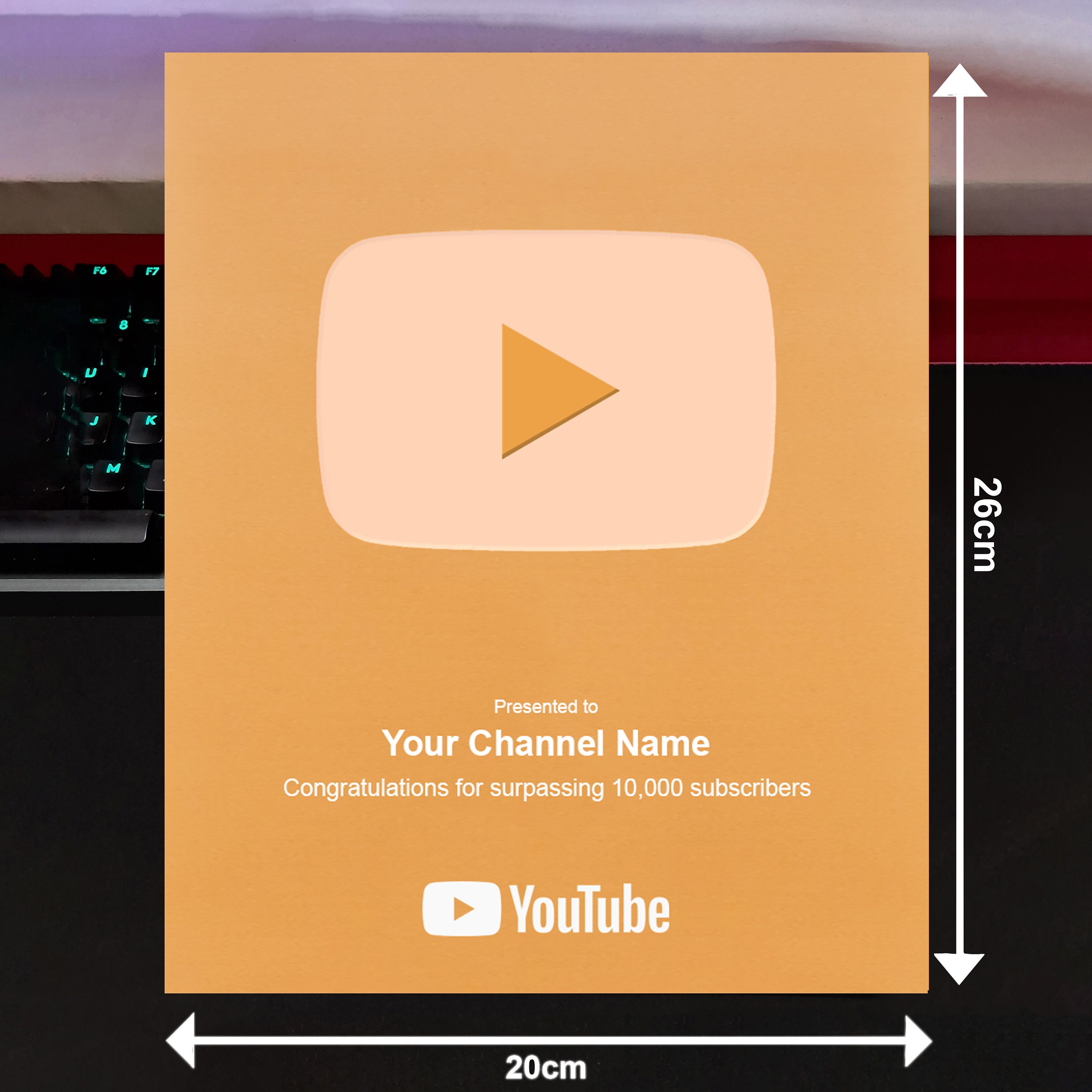 Youtube Play Button Replica Customizable Creator Award Handcrafted 100% ...