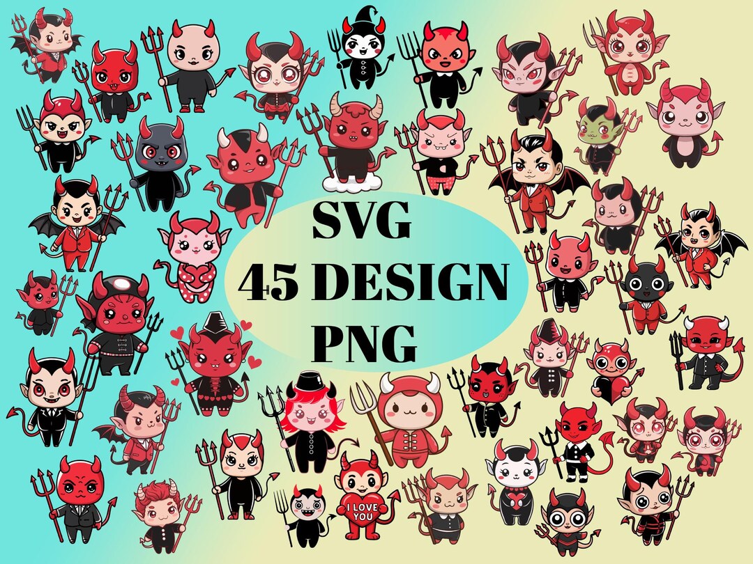 Сute DEVIL SVG/PNG Bundle, Funny Devil Svg Clipart, Demon Png, Demon ...
