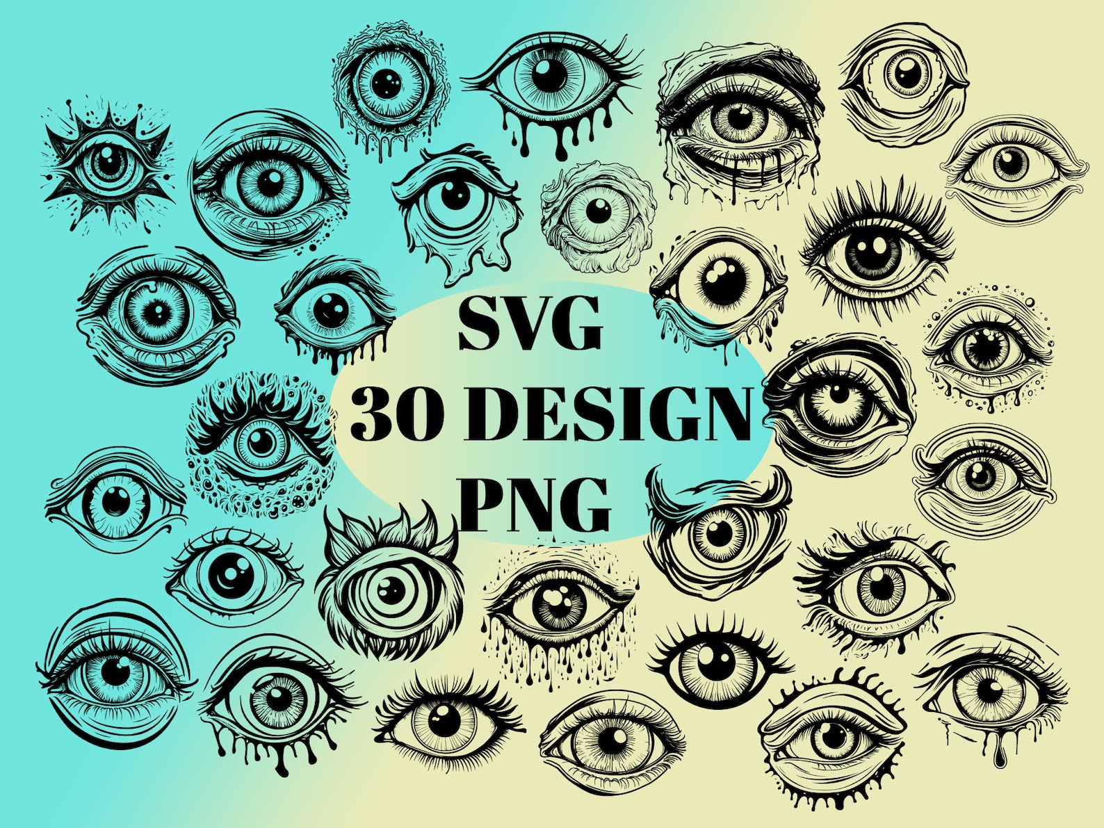 Monster EYE Set SVG/PNG Bundle, Magic Eye Svg Clipart, Horror Eye ...