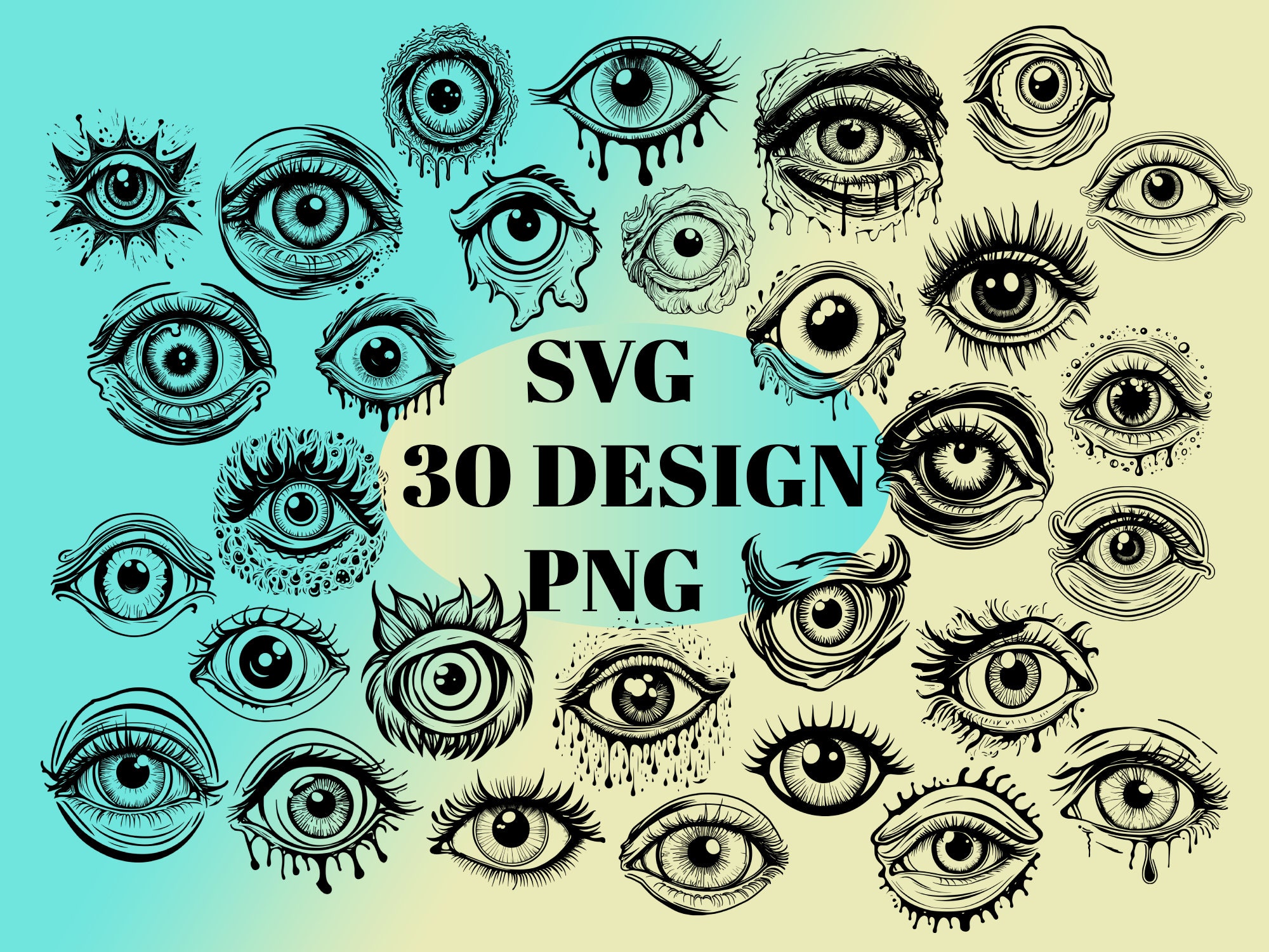 Monster EYE Set SVG/PNG Bundle, Magic Eye Svg Clipart, Horror Eye ...