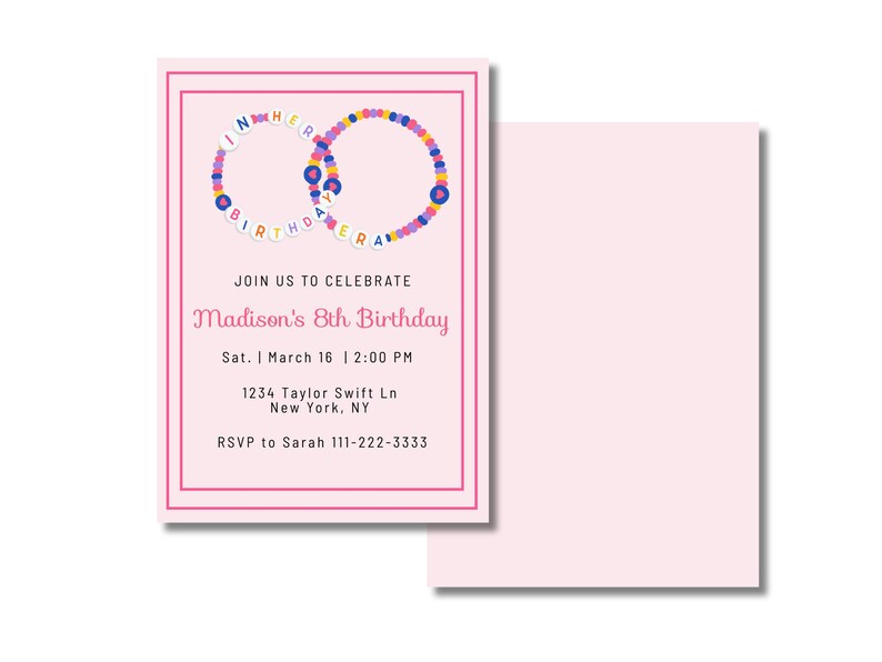 Taylor Swift Birthday Invite Friendship Bracelets - Etsy