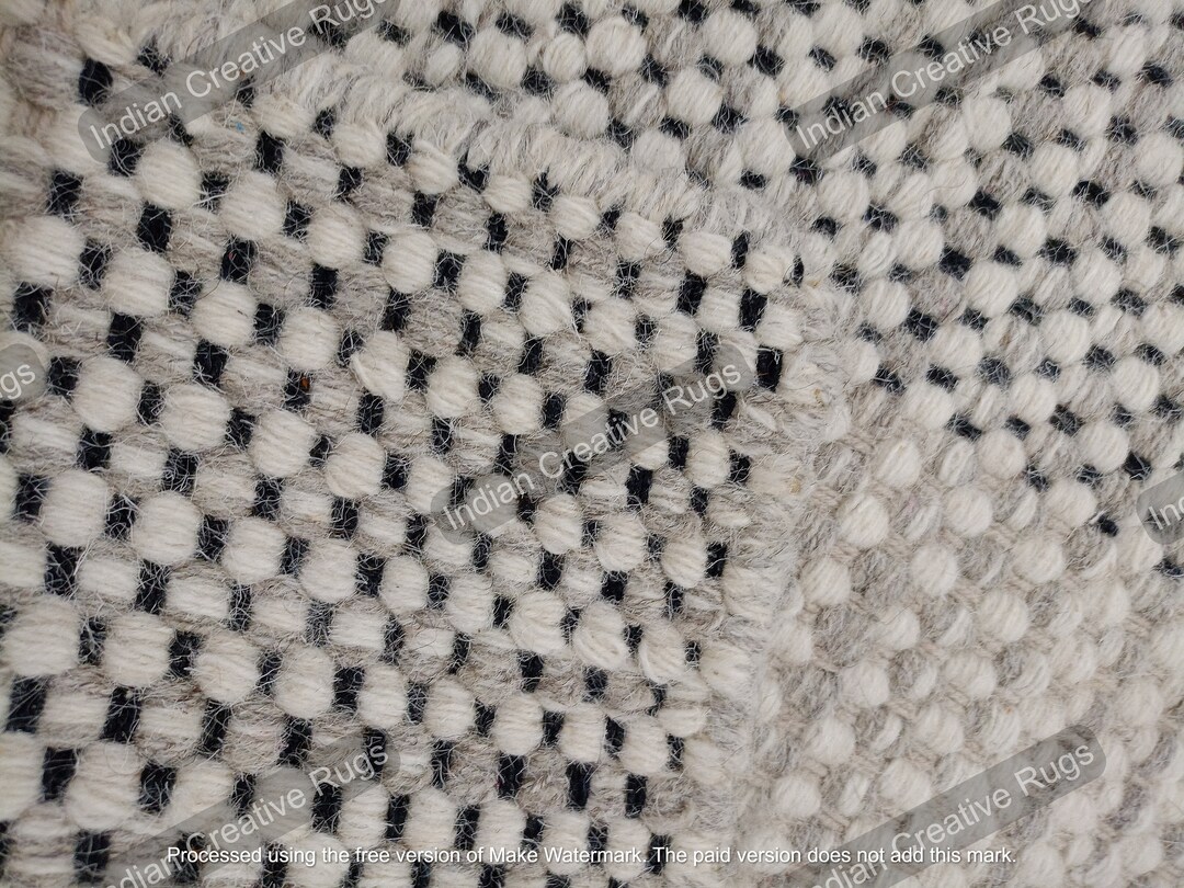 Soft Modern Durries Rugs With White and Grey Flat Weave in Any Size8x10 ...