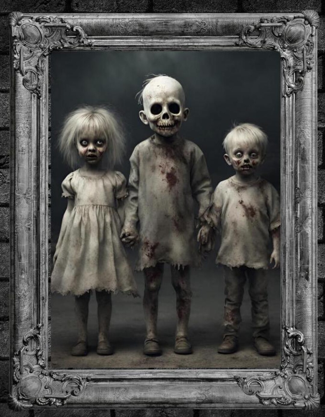 Creepy Eerie Demon Children Freaky Gothic Digital Wall Art Print Poster ...