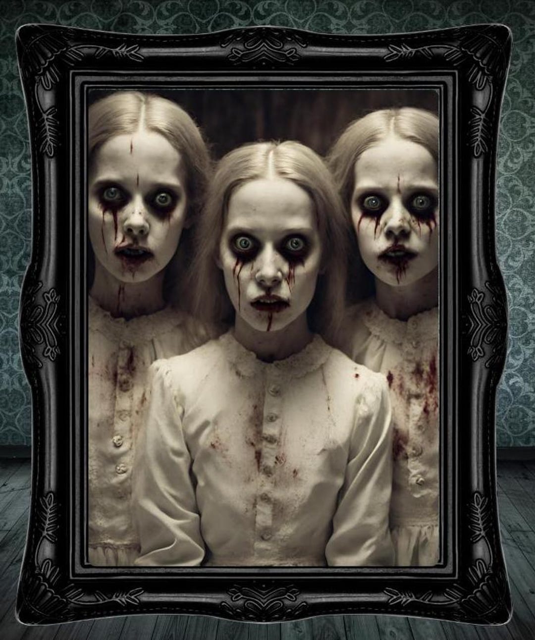 Creepy Demon Possessed Triplet Zombie Children Horror Gothic Dark ...