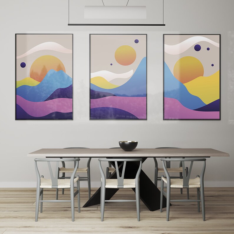 Abstract Artwork, Huge Radiant Sun, Vibrant Color Gradient Wall Decor ...