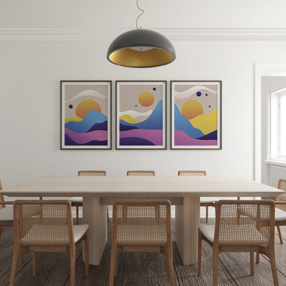 Abstract Artwork, Huge Radiant Sun, Vibrant Color Gradient Wall Decor ...